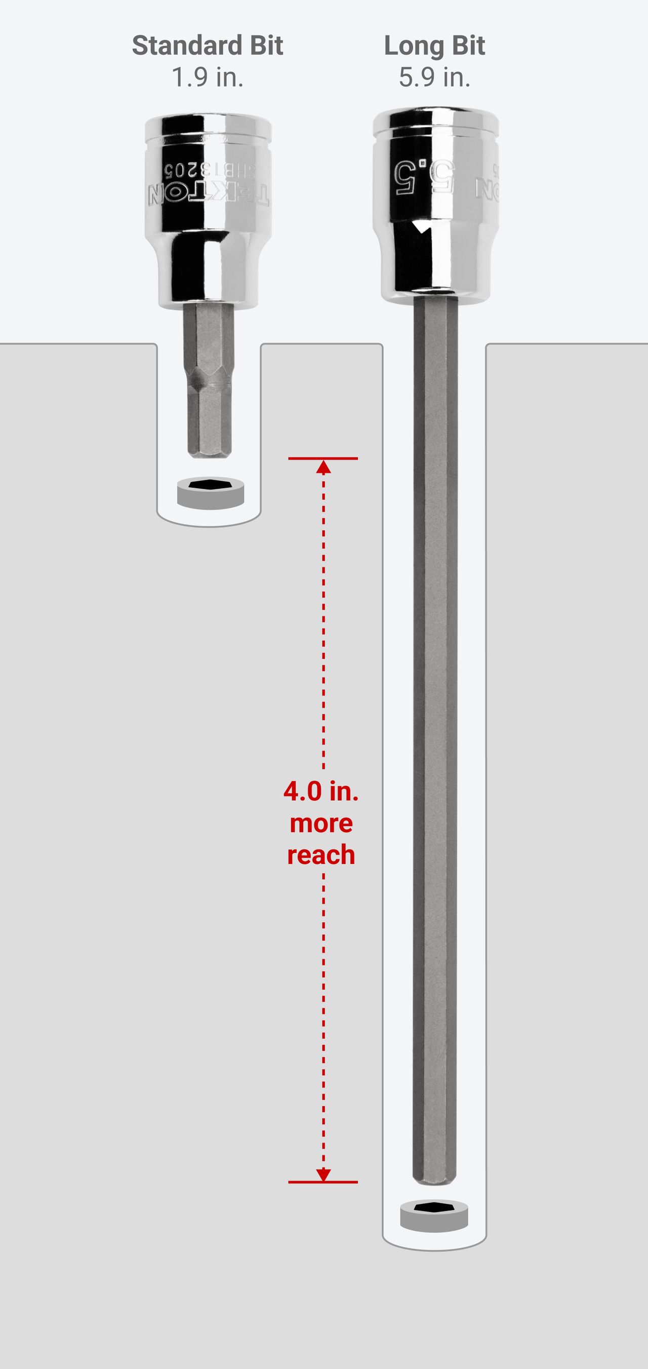 3/8 Inch Drive Long Hex Bit Socket Set (19-Piece) | TEKTON | SHB91315