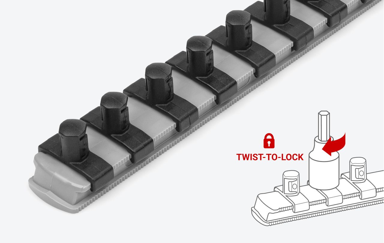 3/8 Inch Drive Phillips/Slotted Bit Socket Set, 8-Piece (Rail) | TEKTON