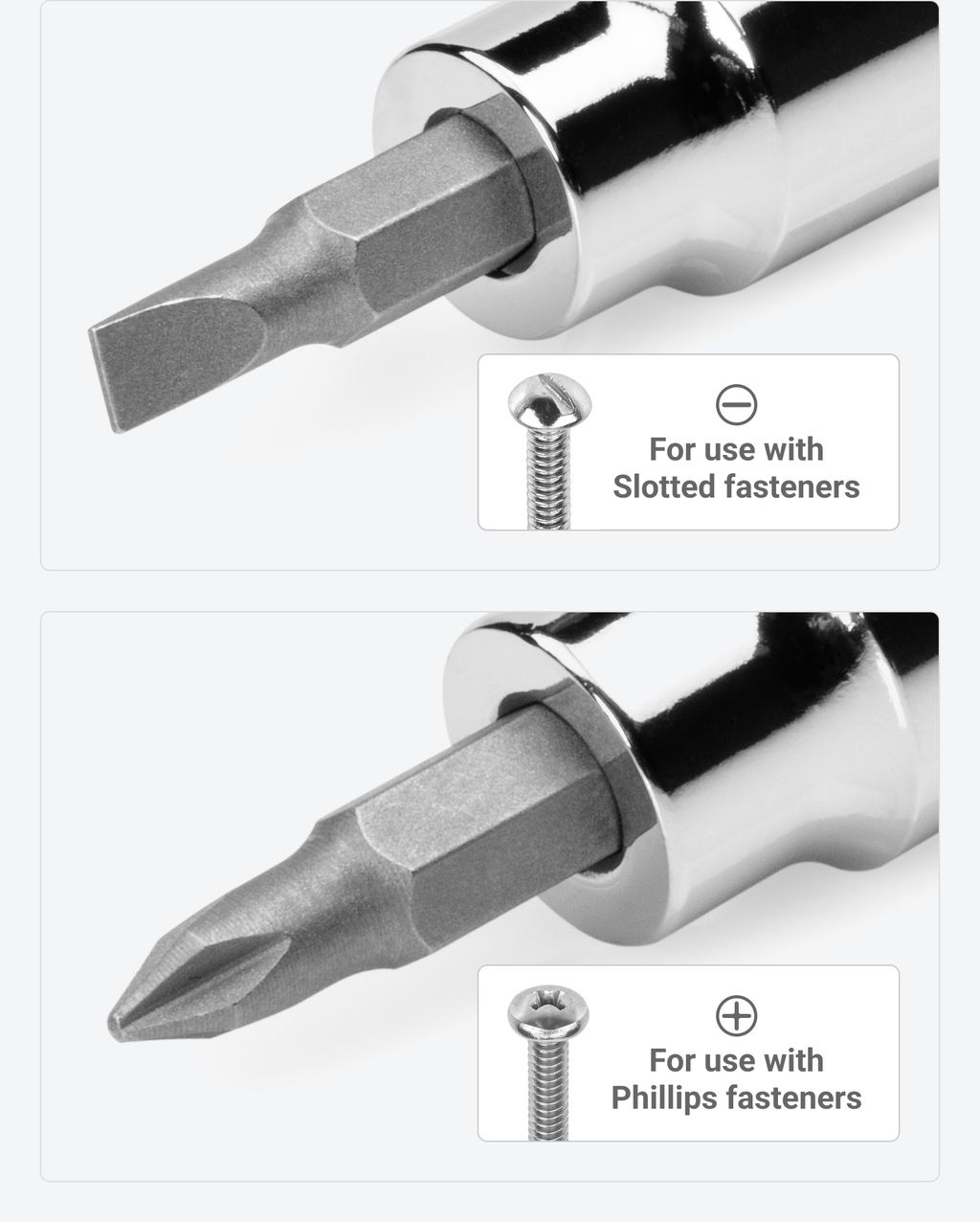 3/8 Inch Drive Phillips/Slotted Bit Socket Set, 8-Piece (Rail) | TEKTON