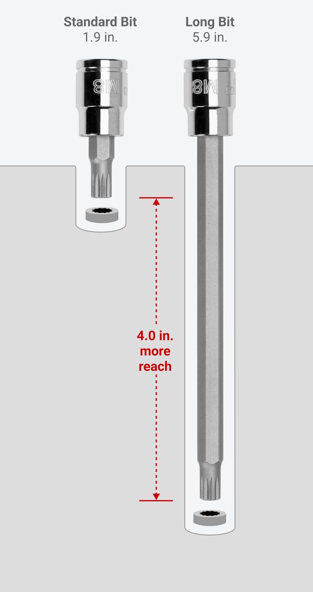 3/8 Inch Long Triple Square Bit Socket Set (8-Piece) | TEKTON