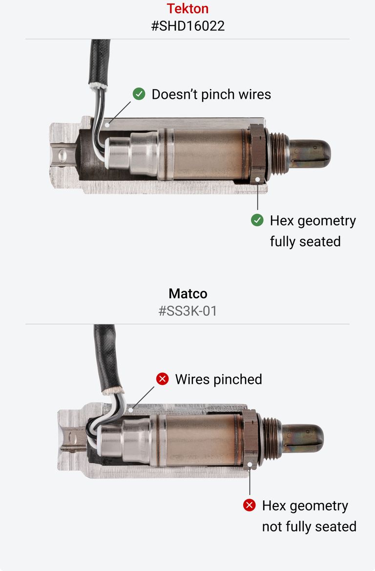 3/8 Inch Drive x 7/8 Inch Deep 6-Point Oxygen Sensor Socket | TEKTON