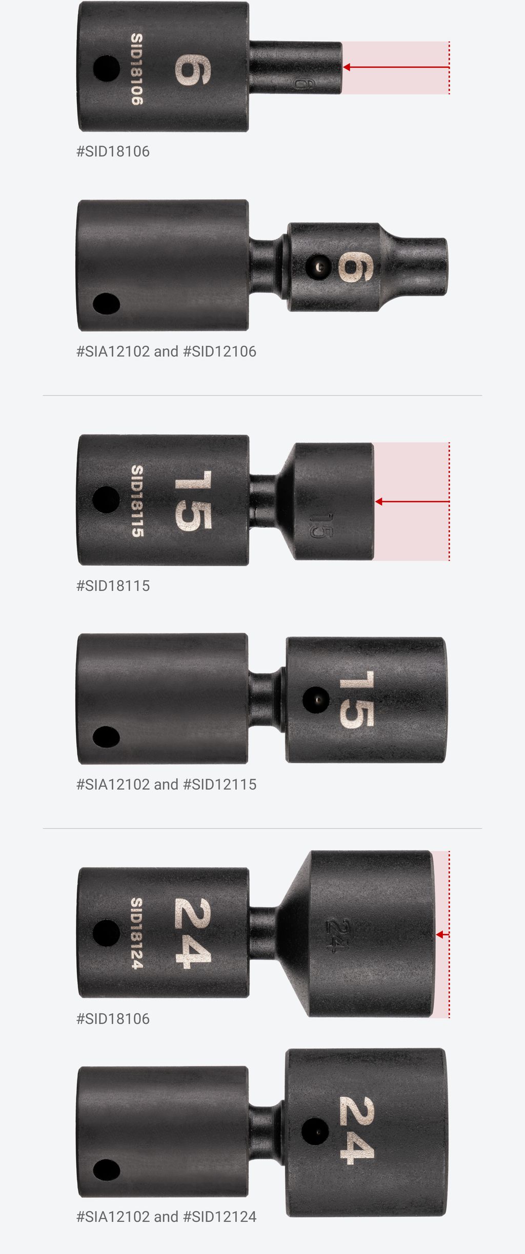 3/8 Inch Drive U-Joint Impact Socket Set with Case (6–24 mm) | TEKTON