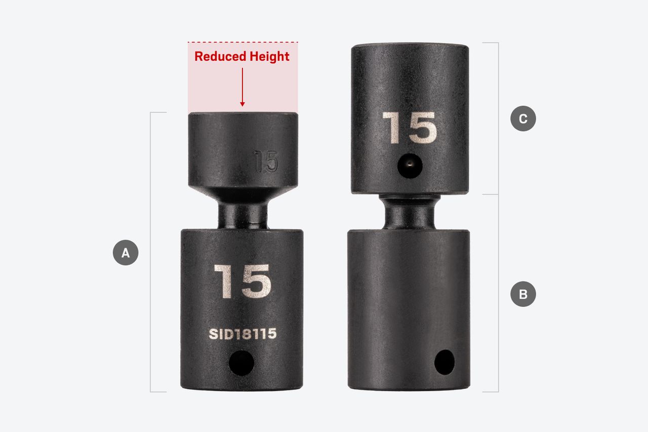 3/8 Inch Drive U-Joint Impact Socket Set with Rail (19-Piece) | TEKTON