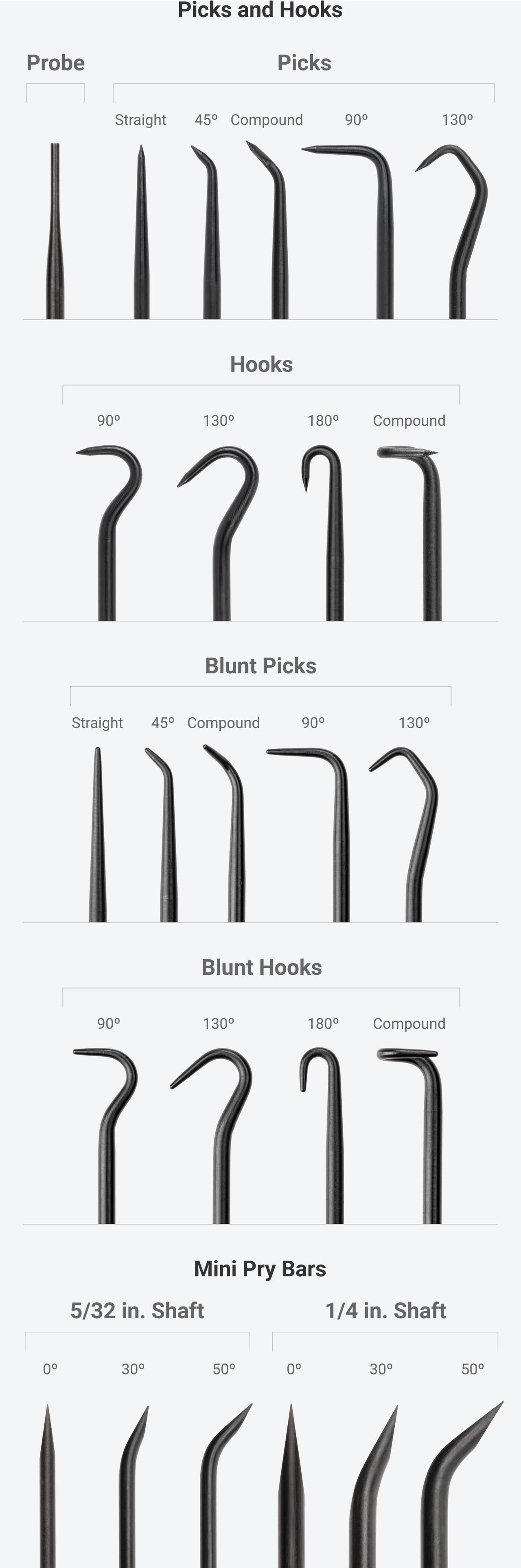 Pick, Hook, and Mini Pry Bar Set (25-Piece) | TEKTON | Made in USA