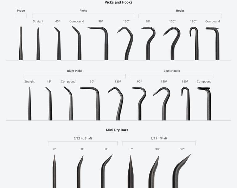 Pick, Hook, and Mini Pry Bar Set (25-Piece) | TEKTON | Made in USA