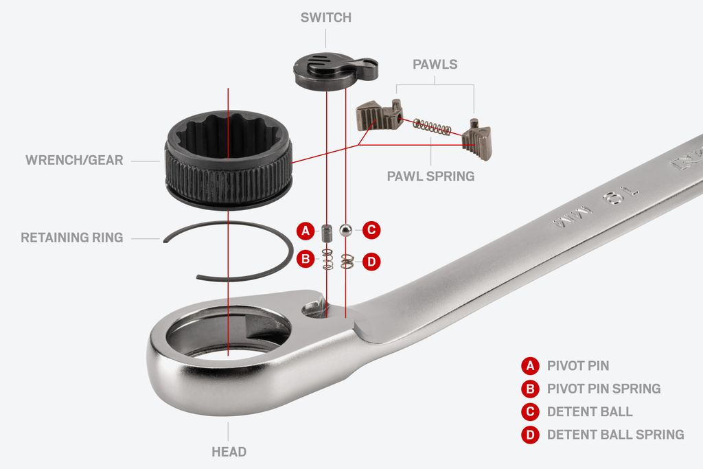 34-Piece Reversible Ratcheting Wrench Set with Pouch | TEKTON