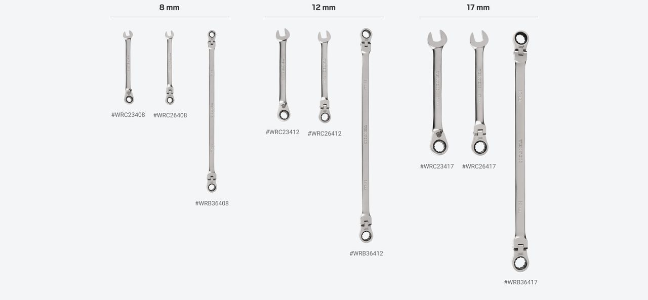 19-Piece Flex Ratcheting Combination Wrench Set | TEKTON