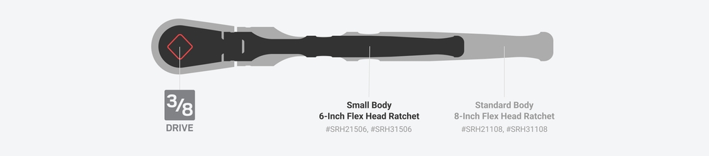 3/8 Inch Drive x 6 Inch Flex Small Body Ratchet | TEKTON