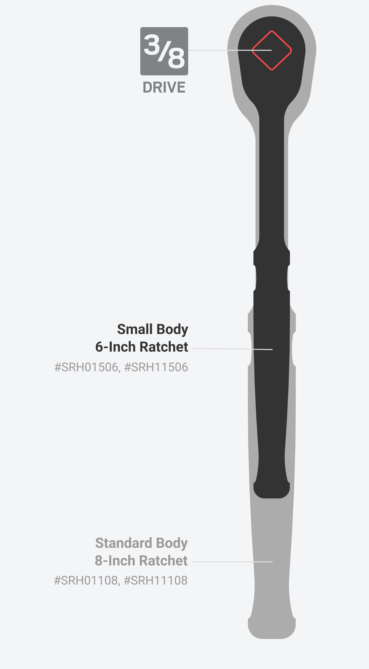 3-Piece 3/8 Inch Drive Quick-Release Small Body Ratchet Set | TEKTON