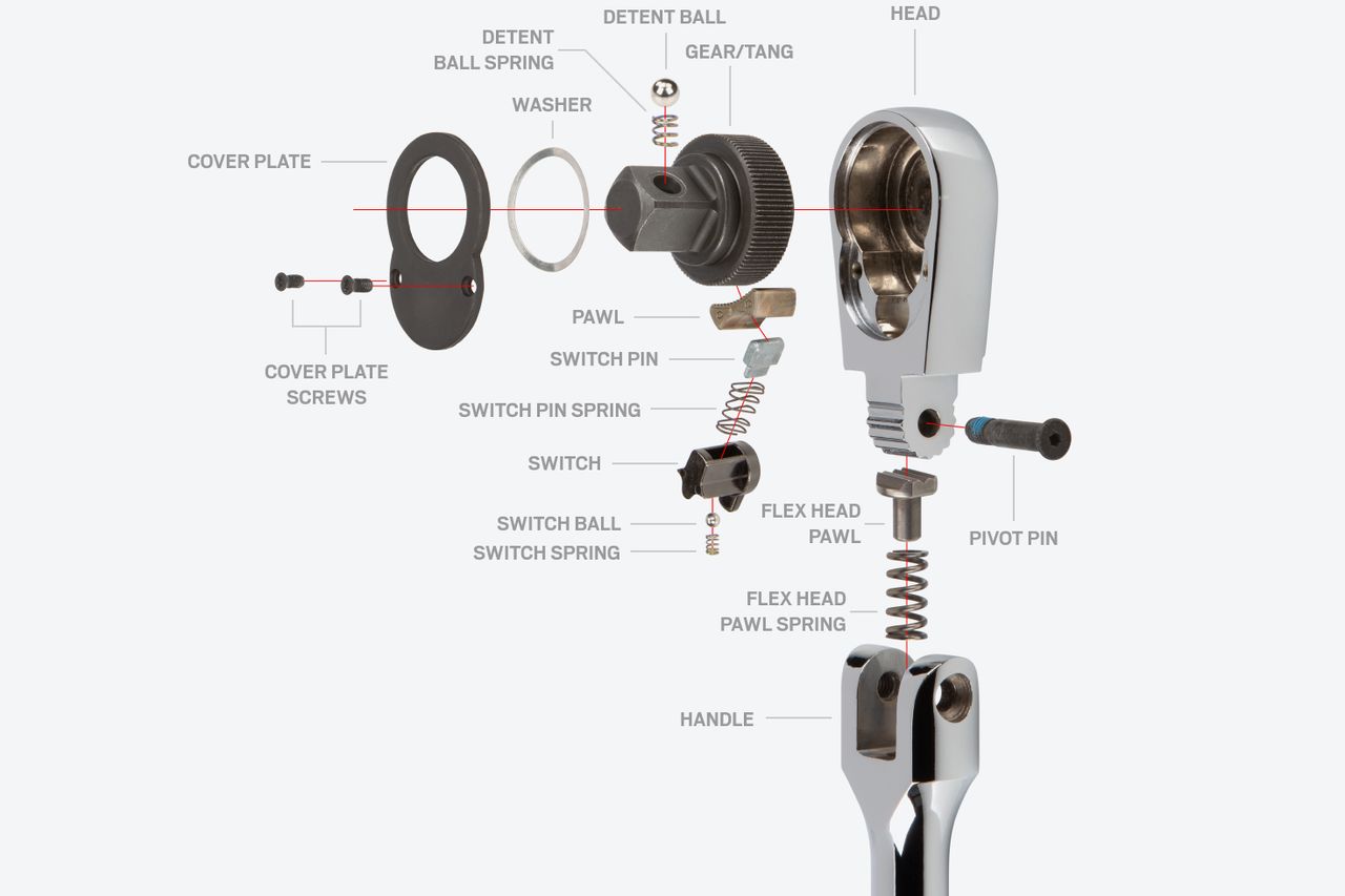 3/8 Inch Drive x 6 Inch Flex Small Body Ratchet | TEKTON