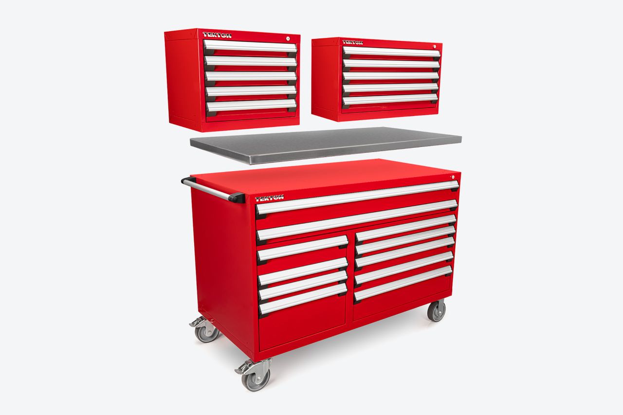 Black Tool Cabinet System with Stainless Steel Top | TEKTON