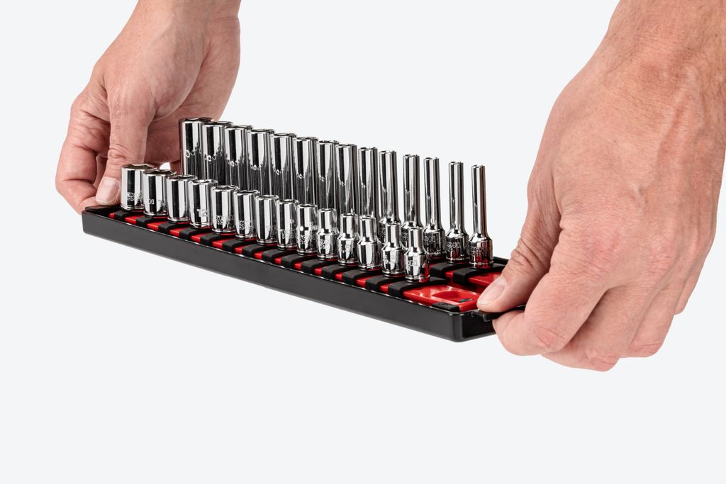 1/4 Inch Drive Socket Rail and Tray Set, 50-Tool | TEKTON | USA