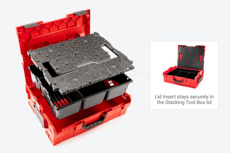 4-Cavity Parts Tray and Lid Insert for Stacking Tool Box | TEKTON