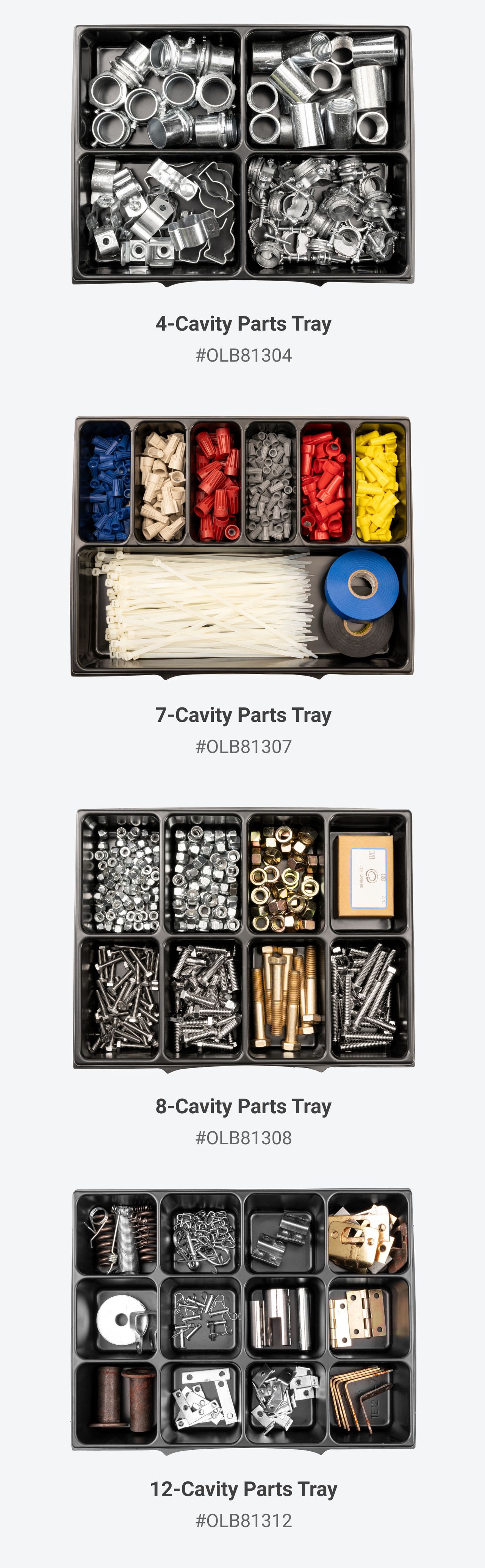 4-Cavity Parts Tray for Lidded Drawer and Open Top Drawer | TEKTON