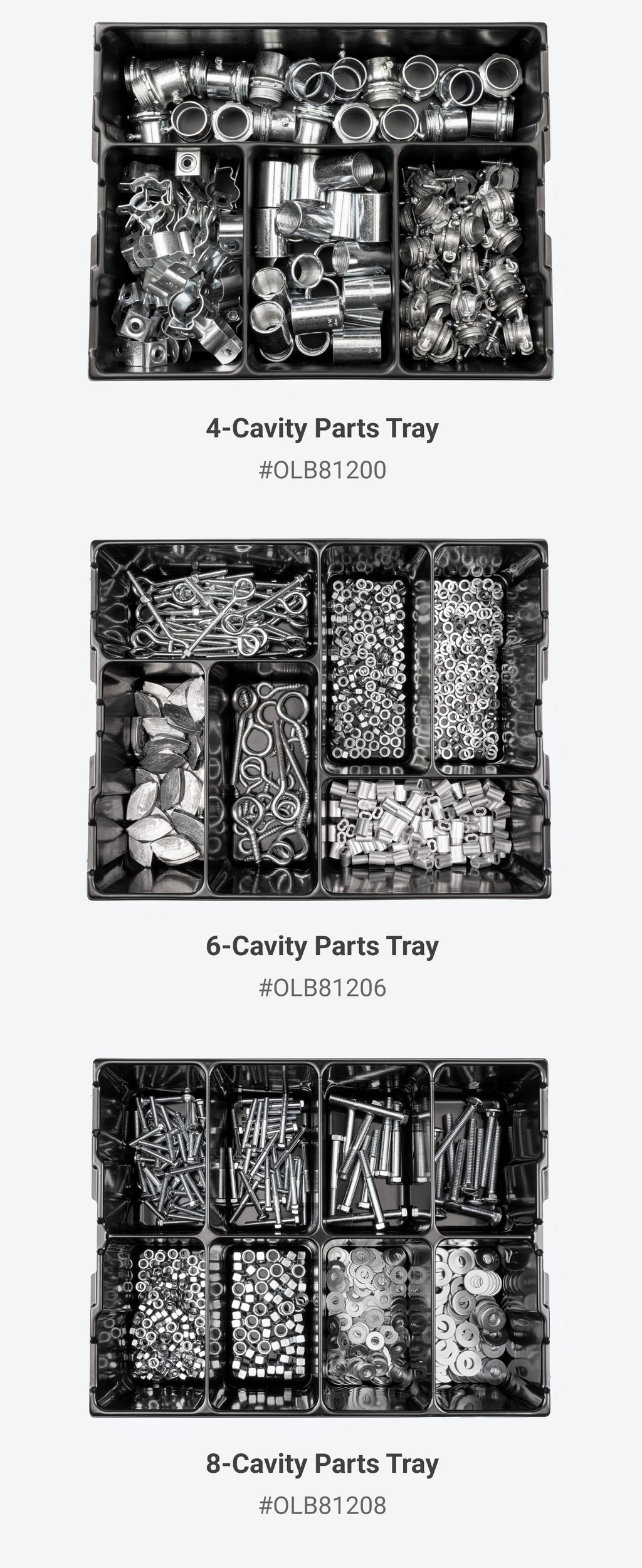 4-Cavity Parts Tray and Lid Insert for Stacking Tool Box | TEKTON