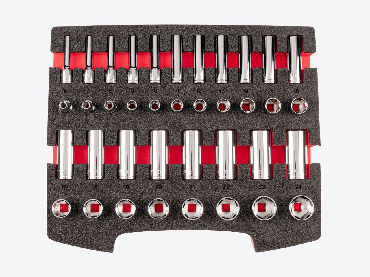 3/8 Inch Drive 6-Point Metric Socket Set with Drawer and Foam | TEKTON