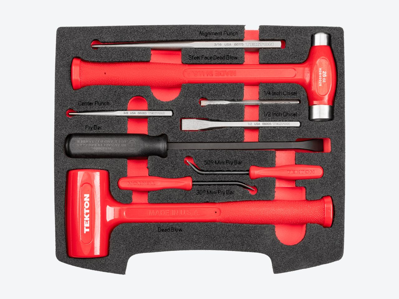 9-Piece Hammer, Pry Bar, Punch, and Chisel Set with Drawer | TEKTON