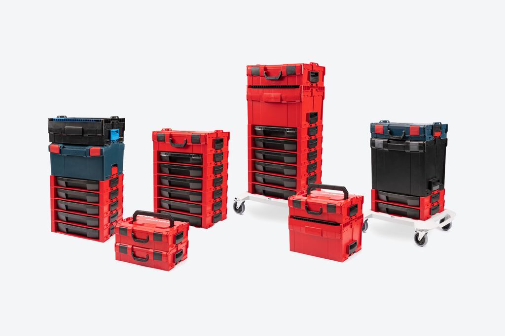 Stacking Tool Box (L-BOXX 1) with 12-Piece Organizer Bin Set | TEKTON