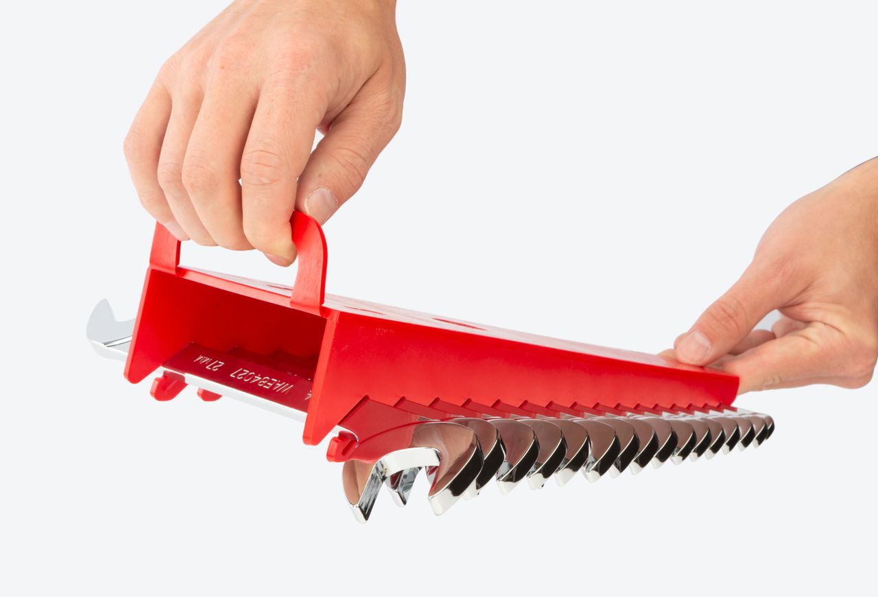 12-Tool Angle Wrench Holder - Red | TEKTON | Made in USA