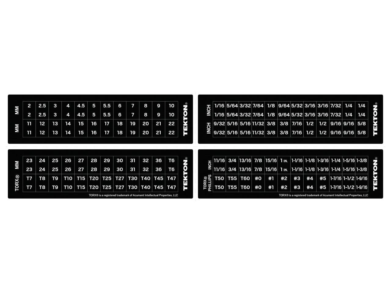 Socket Rail Label Sheet | TEKTON | 1880