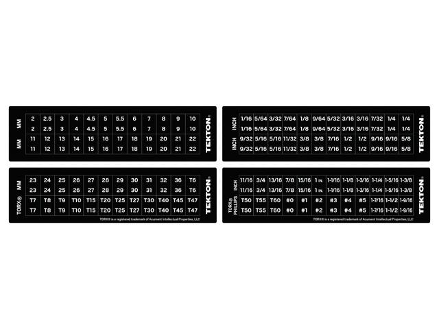 Socket Rail Label Sheet | TEKTON | 1880