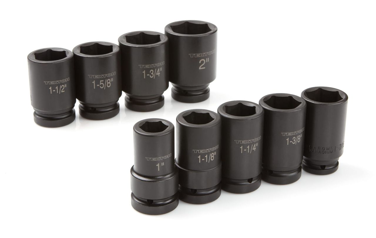 9-Piece 1 Inch Drive Deep 6-Point Impact Socket Set | TEKTON