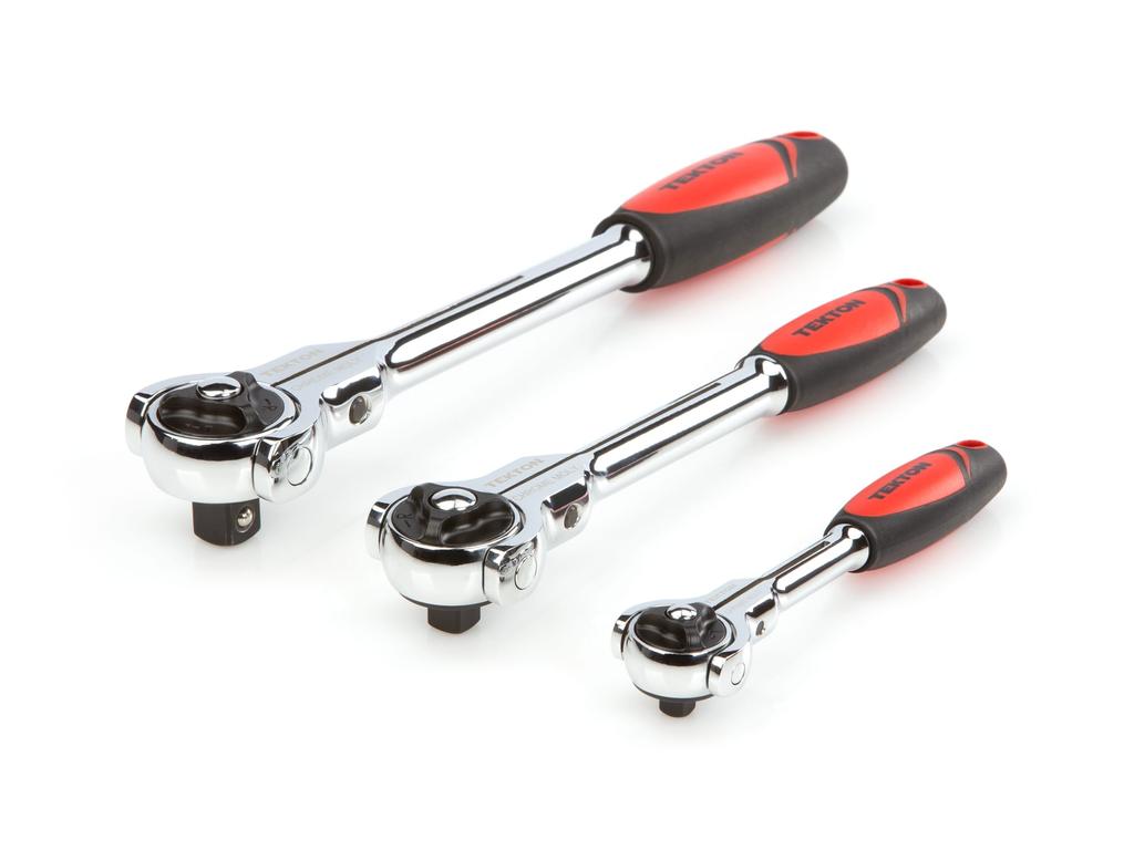 1/4, 3/8, 1/2 Inch Drive Swivel Head Ratchet Set (3-Piece) | TEKTON | 91804
