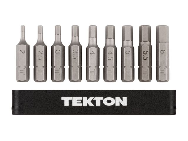 9-Piece 1/4 Inch Metric Security Hex Bit Set with Rail | TEKTON