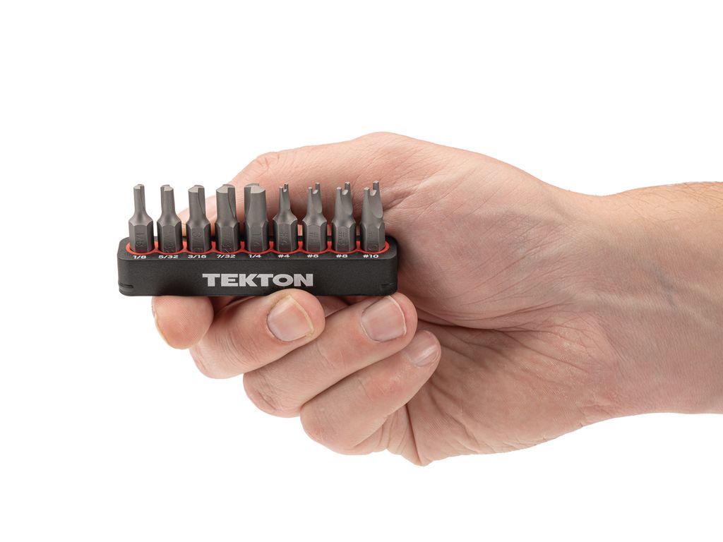 9-Piece 1/4 Inch Clutch, Spanner Security Bit Set with Rail | TEKTON