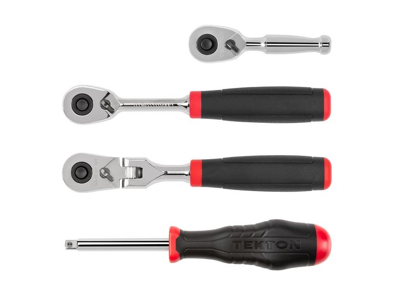 4-Piece 1/4 Inch Drive Comfort Grip Ratchet and Spinner Handle Set | TEKTON