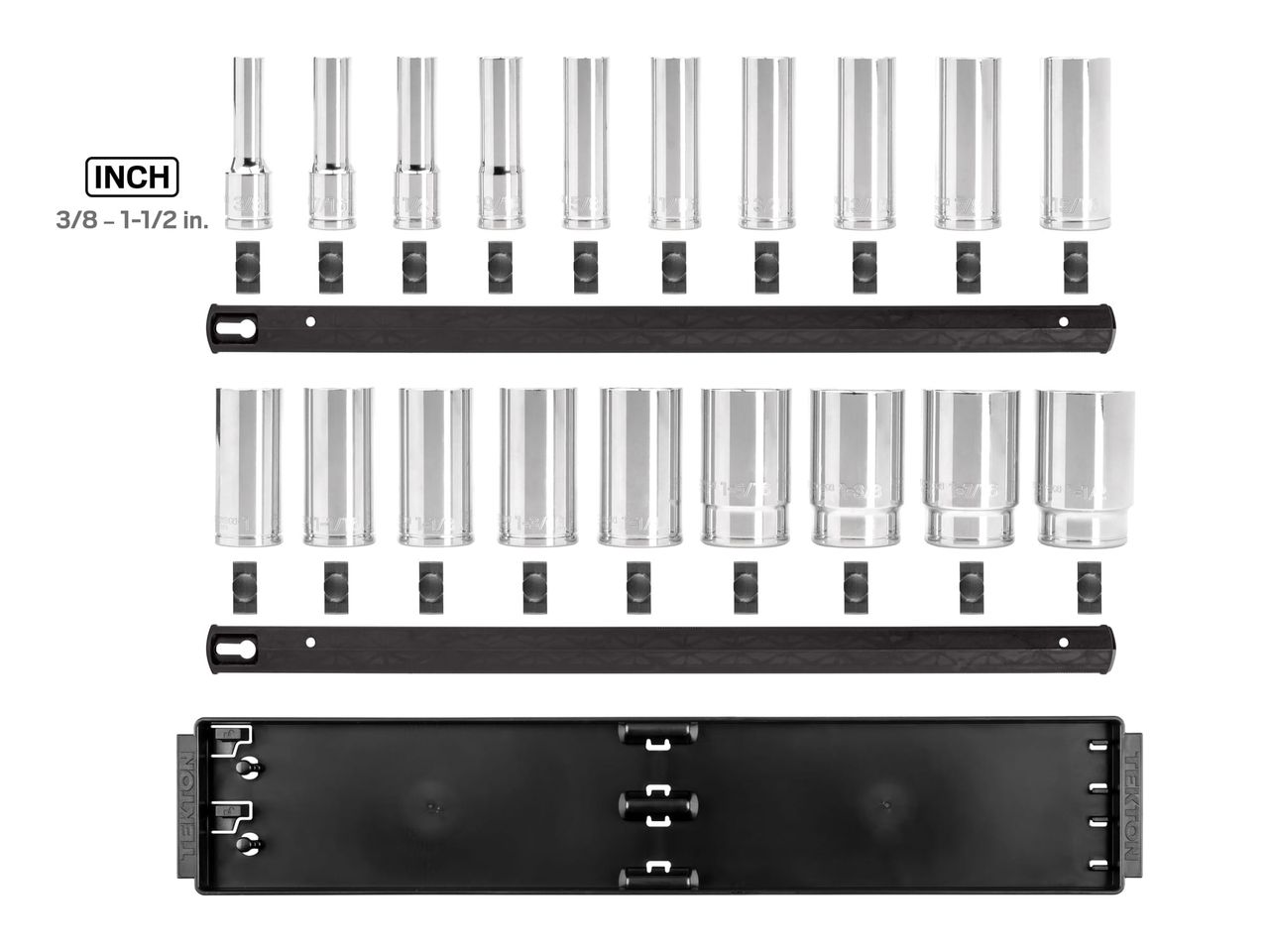 19-Piece 1/2 Inch Drive Deep 6-Point Socket Set (3/8–1-1/2 in.) | TEKTON