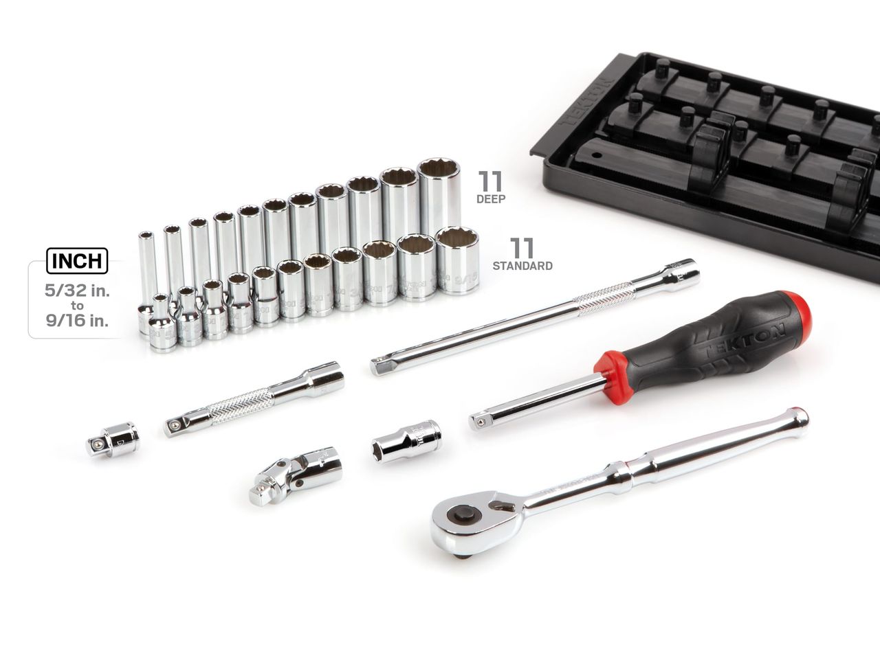 29-Piece 1/4 Inch Drive 12-Point Socket and Ratchet Set | TEKTON
