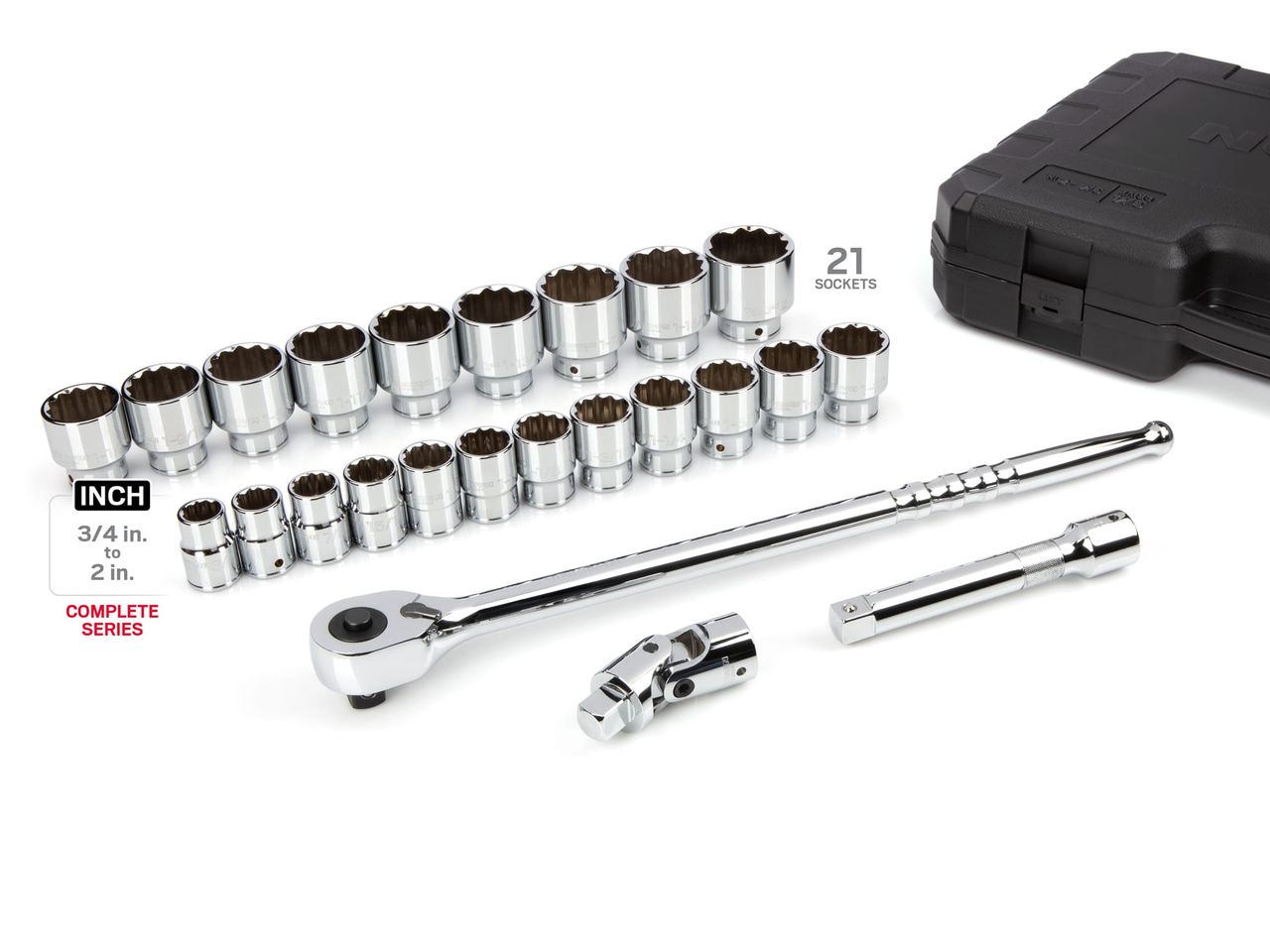 24-Piece 3/4 Inch Drive 12-Point Socket and Ratchet Set | TEKTON