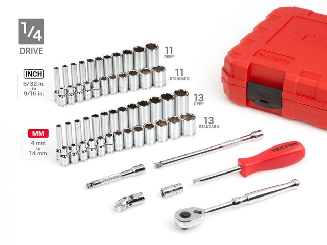 1/4, 3/8, 1/2 Inch Drive 6-Point Socket and Ratchet Set (213-Piece ...