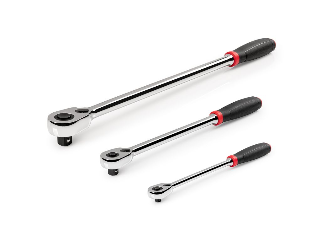 3-Piece Quick-Release Comfort Grip Long Ratchet Set | TEKTON