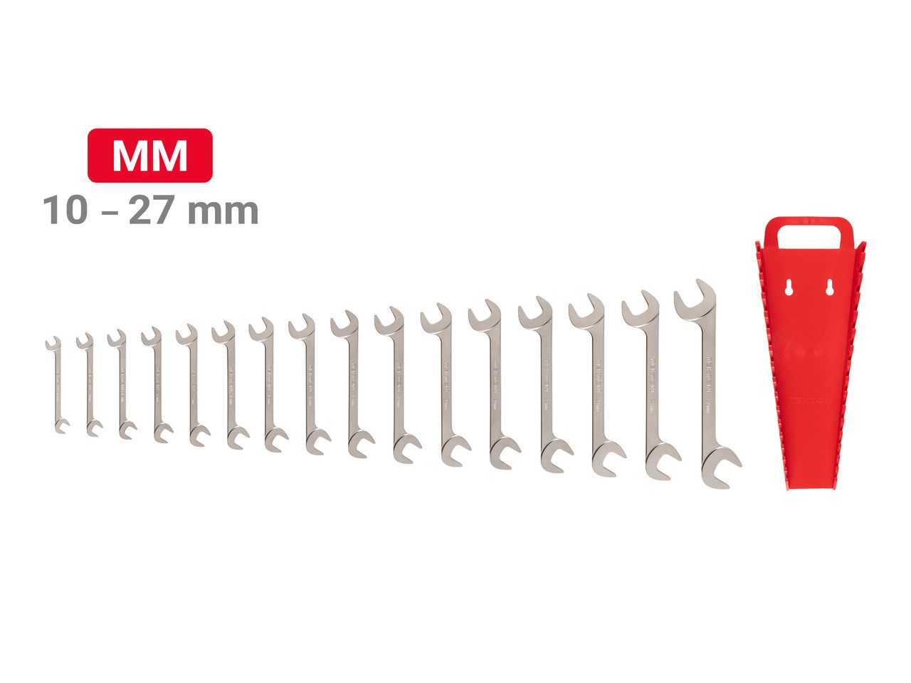 16-Piece Angle Head Open End Wrench Set with Holder | TEKTON