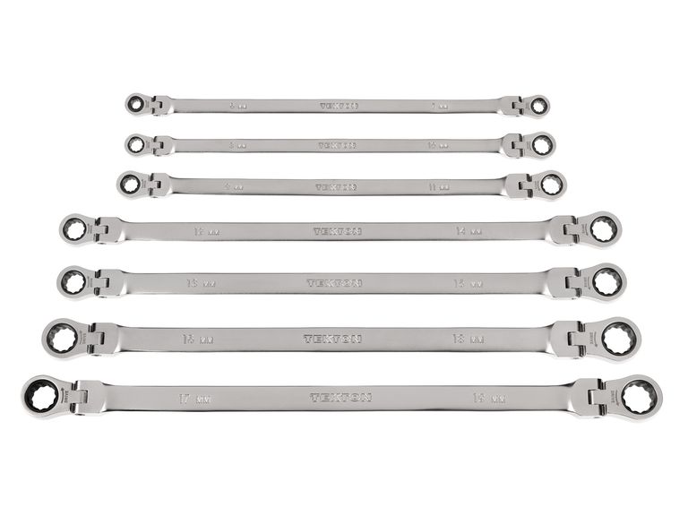 7-Piece Long Flex Ratcheting Box End Wrench Set | TEKTON