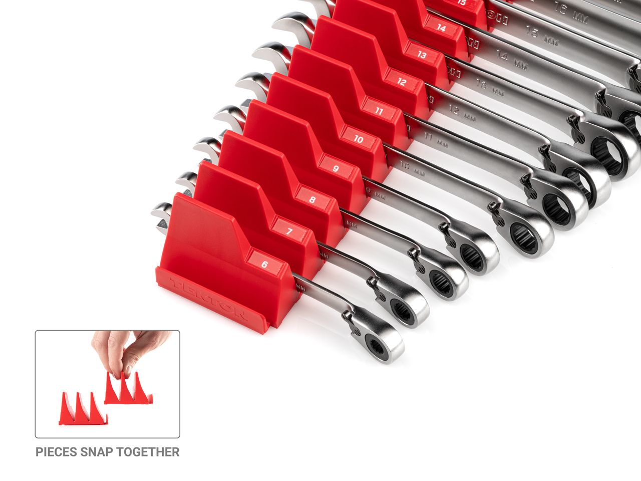 14-Piece Reversible Ratcheting Wrench Set with Organizer | TEKTON
